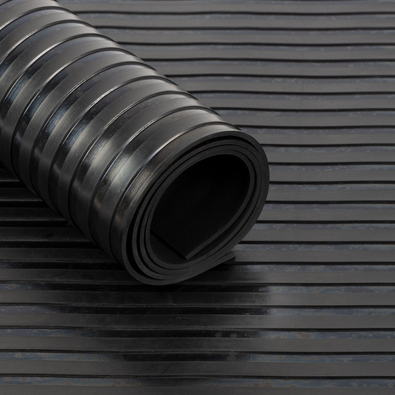 Wide Ribbed Rubber Matting Roll | Broad Rubber Flooring Mat