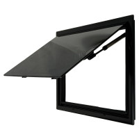 Tinted Flat Camper Van Window with Black Built In Blind & Flynet